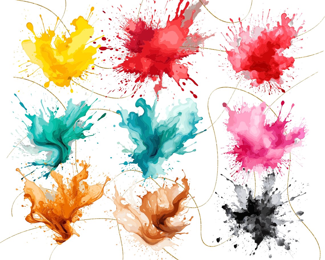 Watercolor Color Splash Clipart PNG SVG Paint Splatter Clipart Alcohol ...