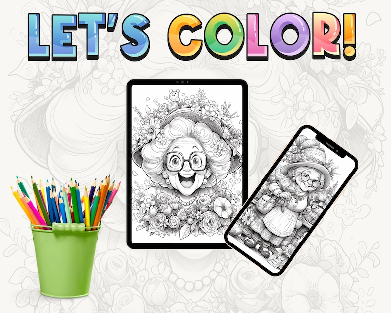CRAZY GRANNY 40 Coloring Pages, Coloring Book for Adults and Kids ...