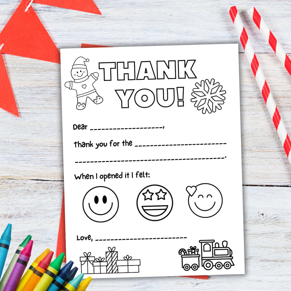 Kids Thank You Card Coloring Page Bundle Fill in the Blank Printables ...