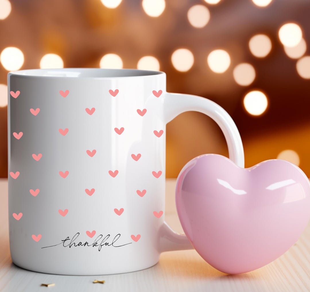 Thankful Mug With Heart Pattern, A Perfect Gift of Gratitude and Love ...