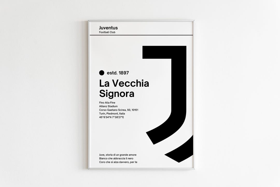 Juventus FC Minimalist Poster, Juventus Wall Art, Juventus Art Print ...