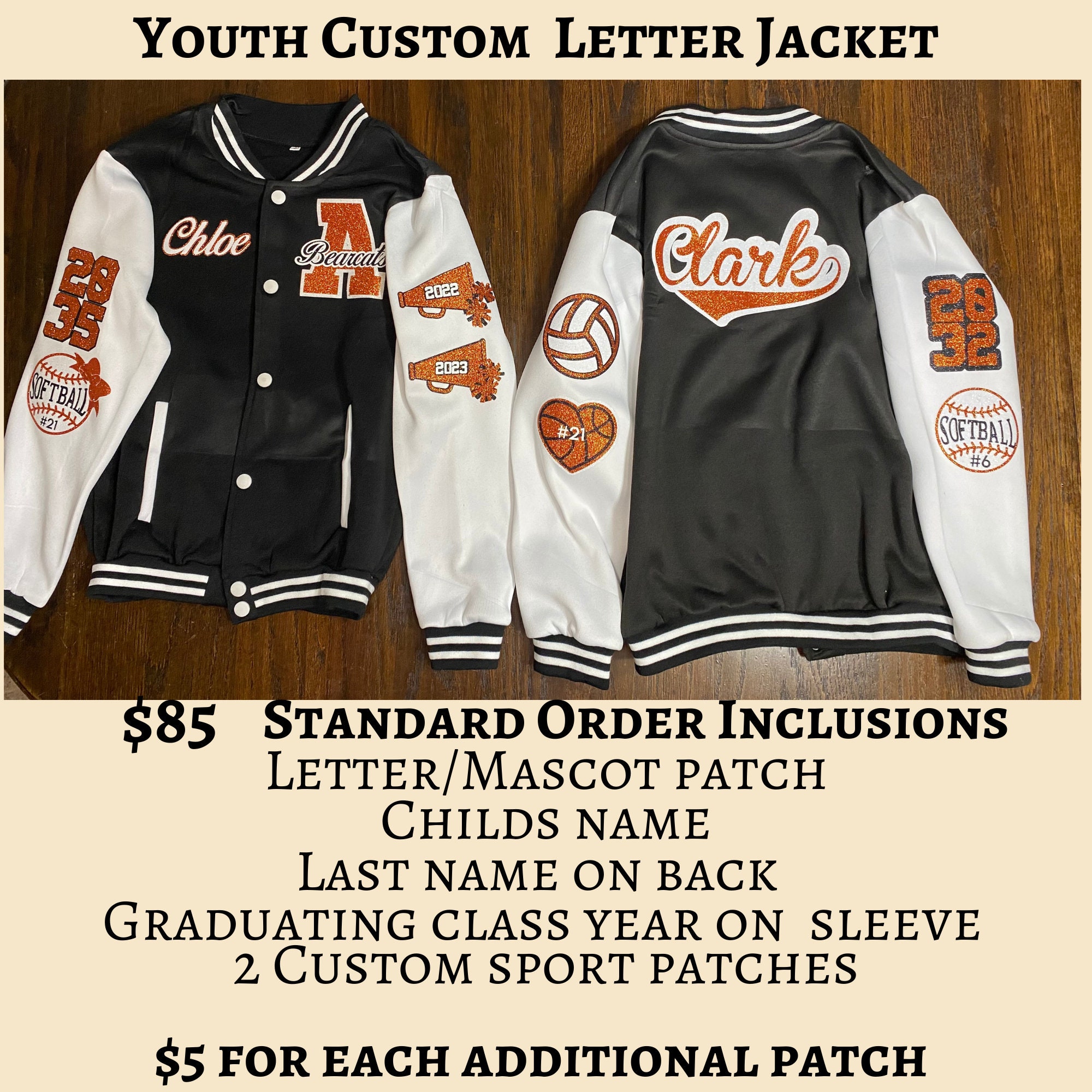 Custom Varsity Cheer Jacket, Youth Letterman Jacket, Kid Custom Cheer ...