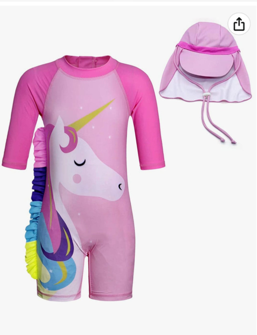 Girls Swimming Costume Unicorn Swimsuit Surf Suit Hat Pink NEW - Etsy