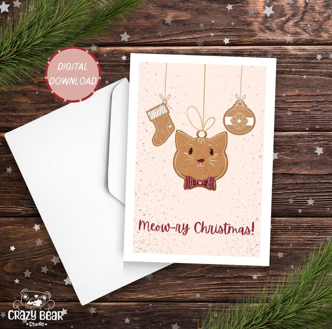 Hilarious Cat Pun Christmas Card for Friends & Family - Digital ...