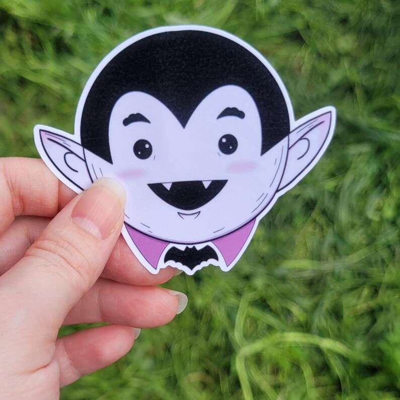 Adorable Dracula Vinyl Sticker: Water-resistant Gothic Sticker for ...