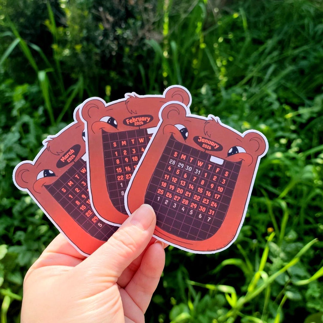 Bear Die Cut Calendar Stickers 2026. 12 Pack or Individual Months. - Etsy