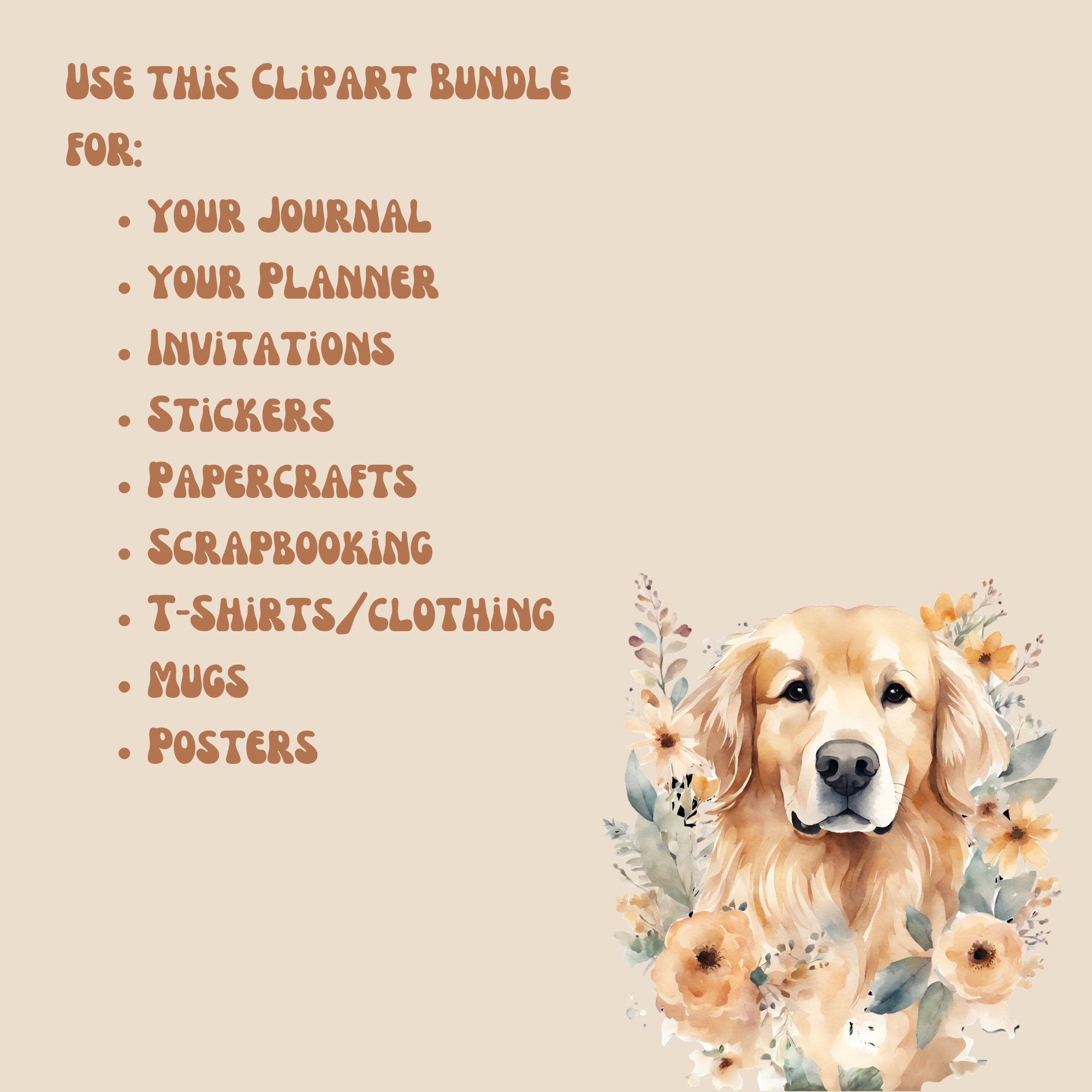 Boho Dogs, Clipart Bundle, Boho Watercolor, Dog Illustration PNG ...