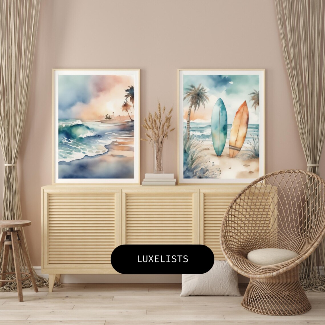 Boho Beach Ocean Wall Art Printable Print Set 3er Set Art - Etsy