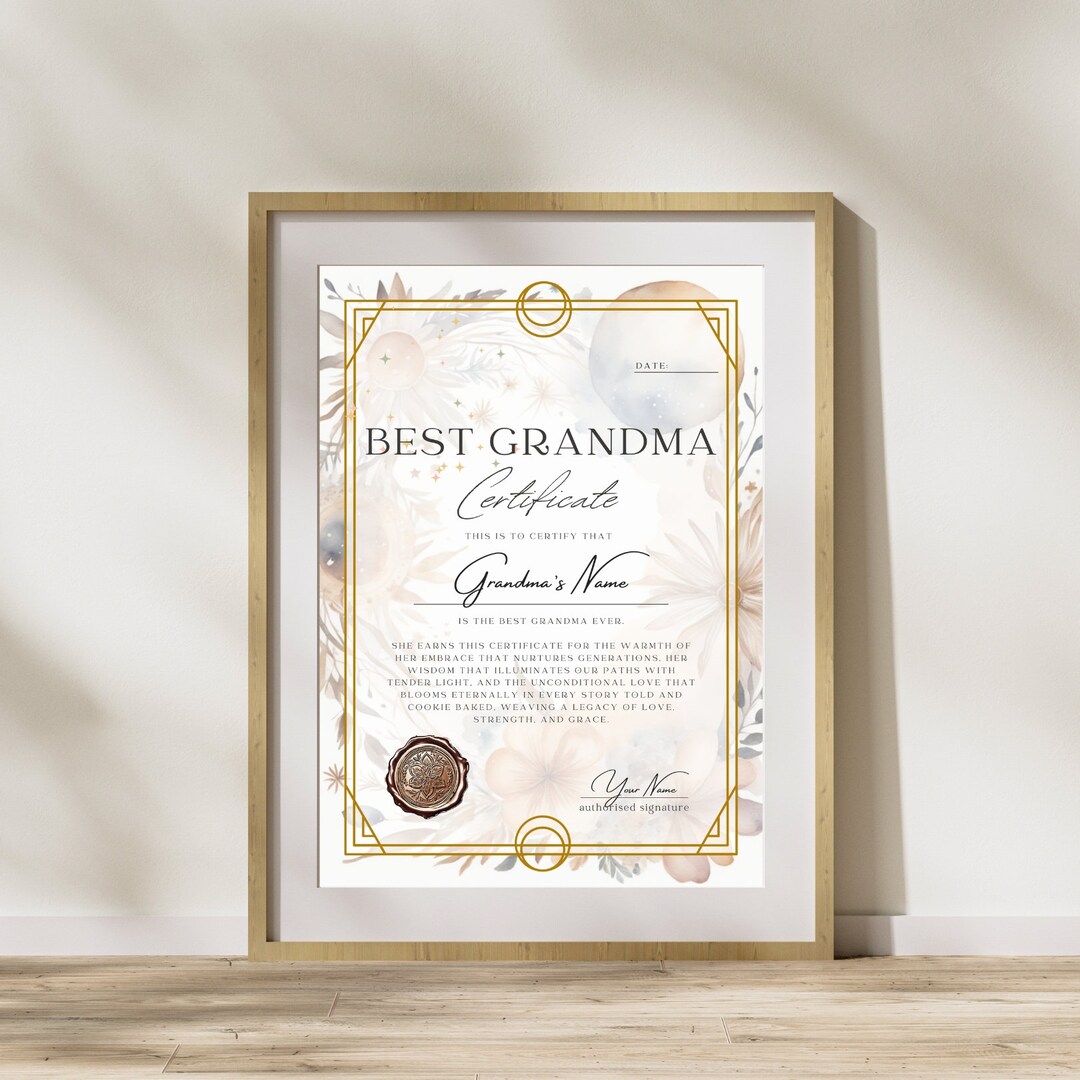 Personalized Boho Certificate Celestial Template for Best - Etsy