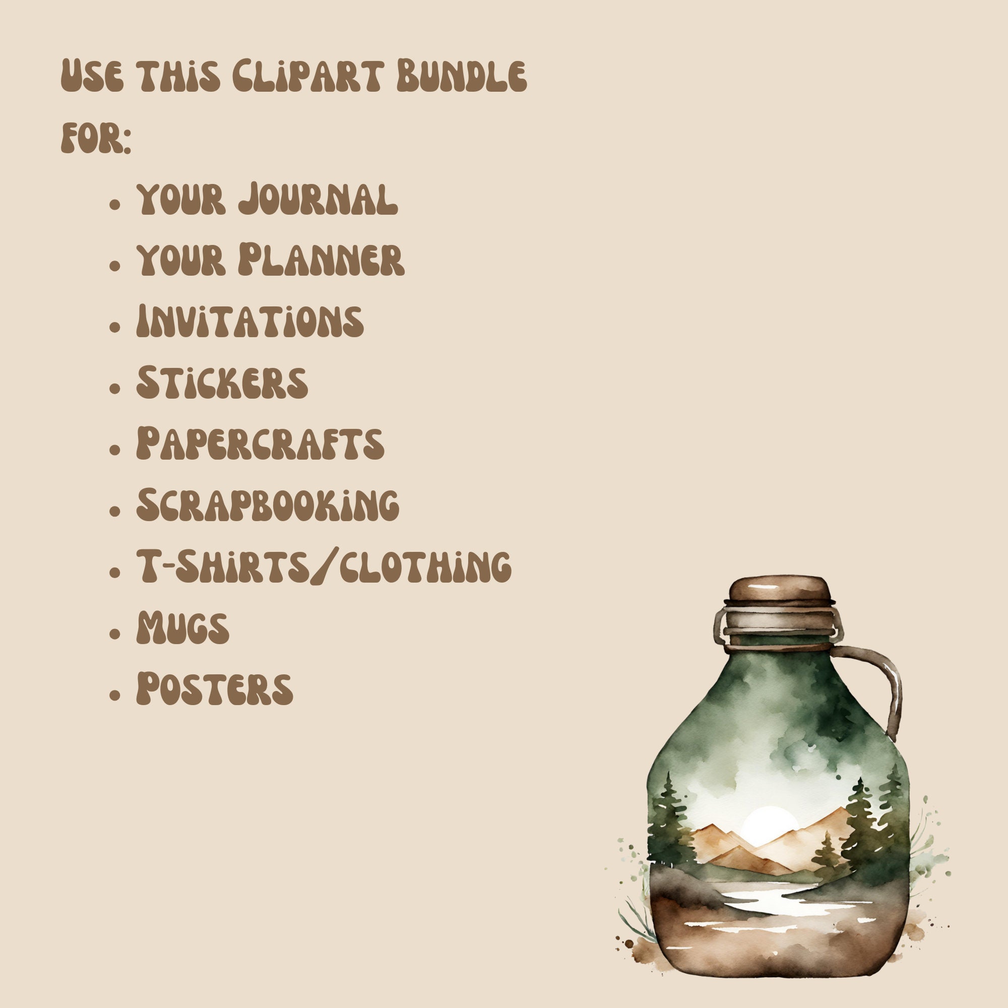 Boho Camping, Clipart Bundle, Boho Watercolor, Girls Illustration PNG ...