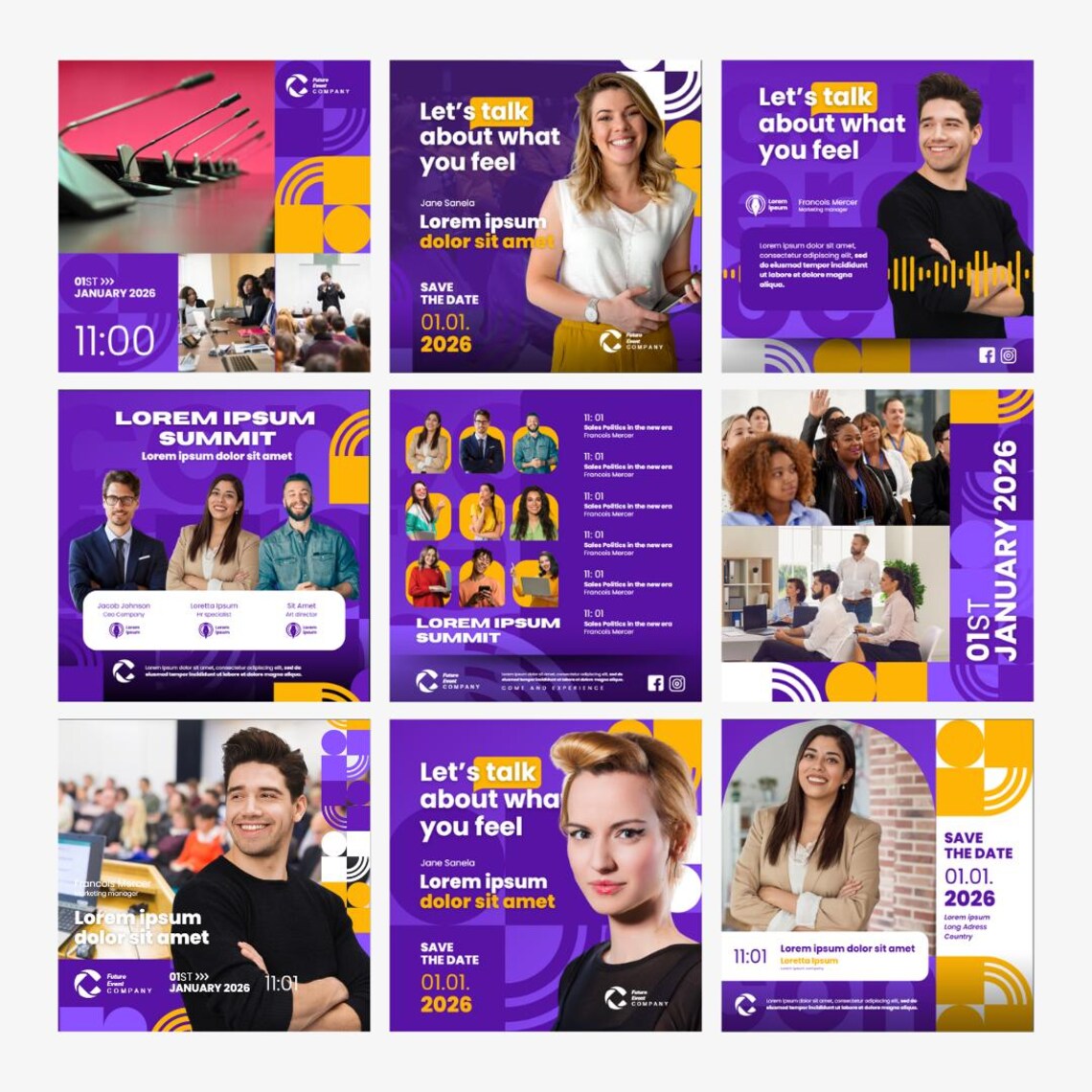 50 Conference Canva Templates: Social Media Design Bundle (1080x1080 ...