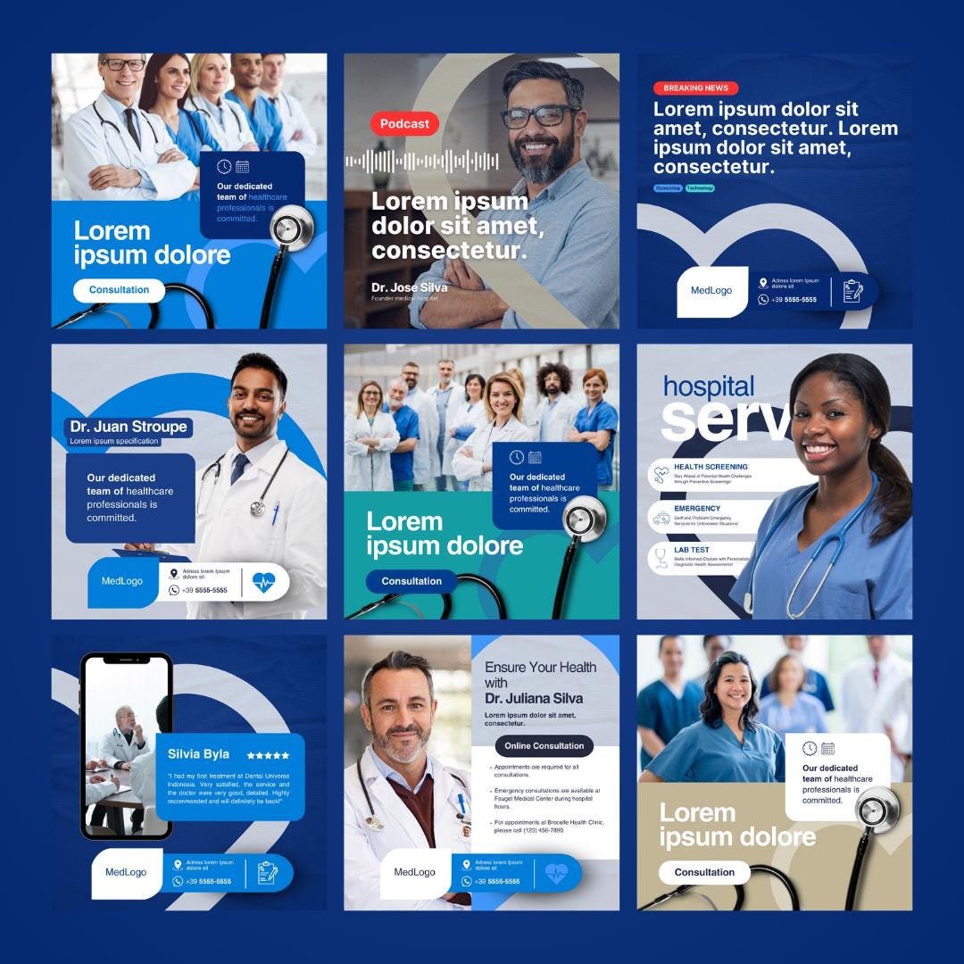 Healthcare Canva Templates: Social Media Kit (120+ Templates) - Etsy