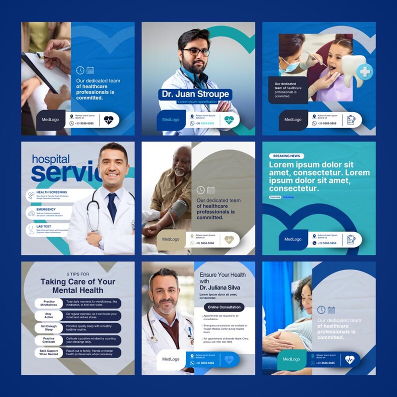Healthcare Canva Templates: Social Media Kit (120+ Templates) - Etsy