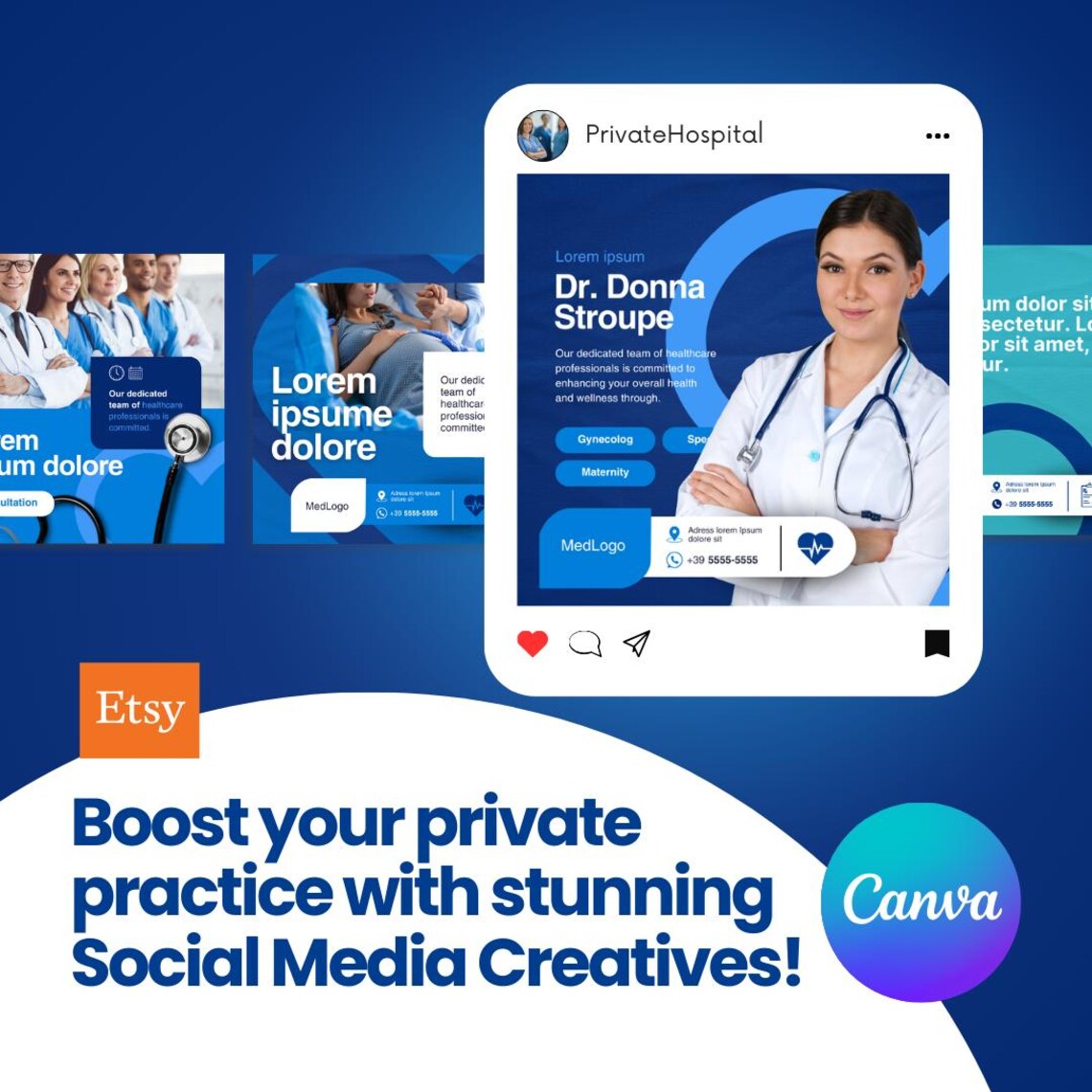 Healthcare Canva Templates: Social Media Kit (120+ Templates) - Etsy