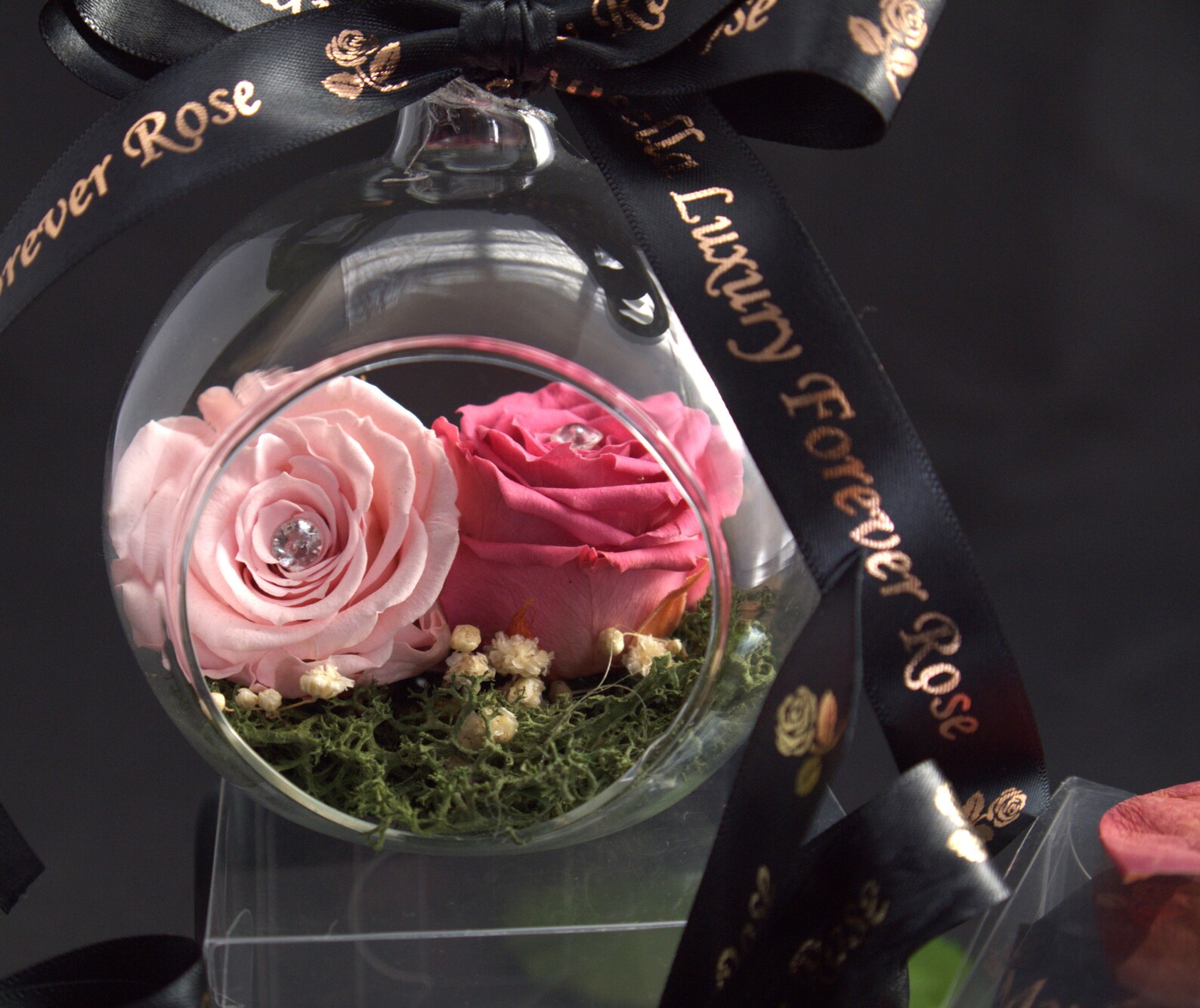 2 Real Eternal Rose in Glass Ball Perfect Valentines Gift, Anniversary ...