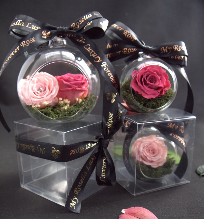 2 Real Eternal Rose in Glass Ball Perfect Valentines Gift, Anniversary ...