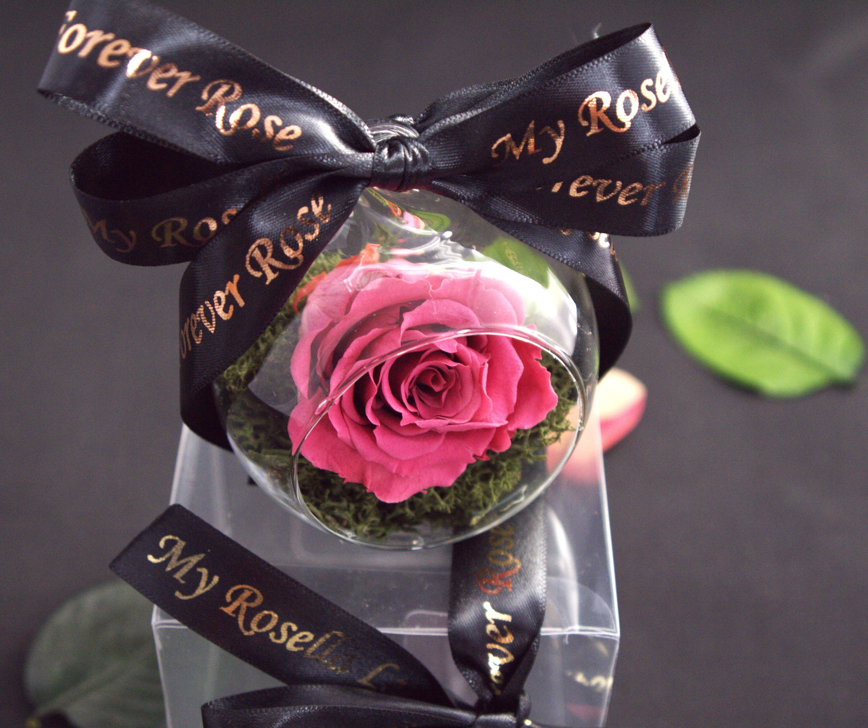 2 Real Eternal Rose in Glass Ball Perfect Valentines Gift, Anniversary ...