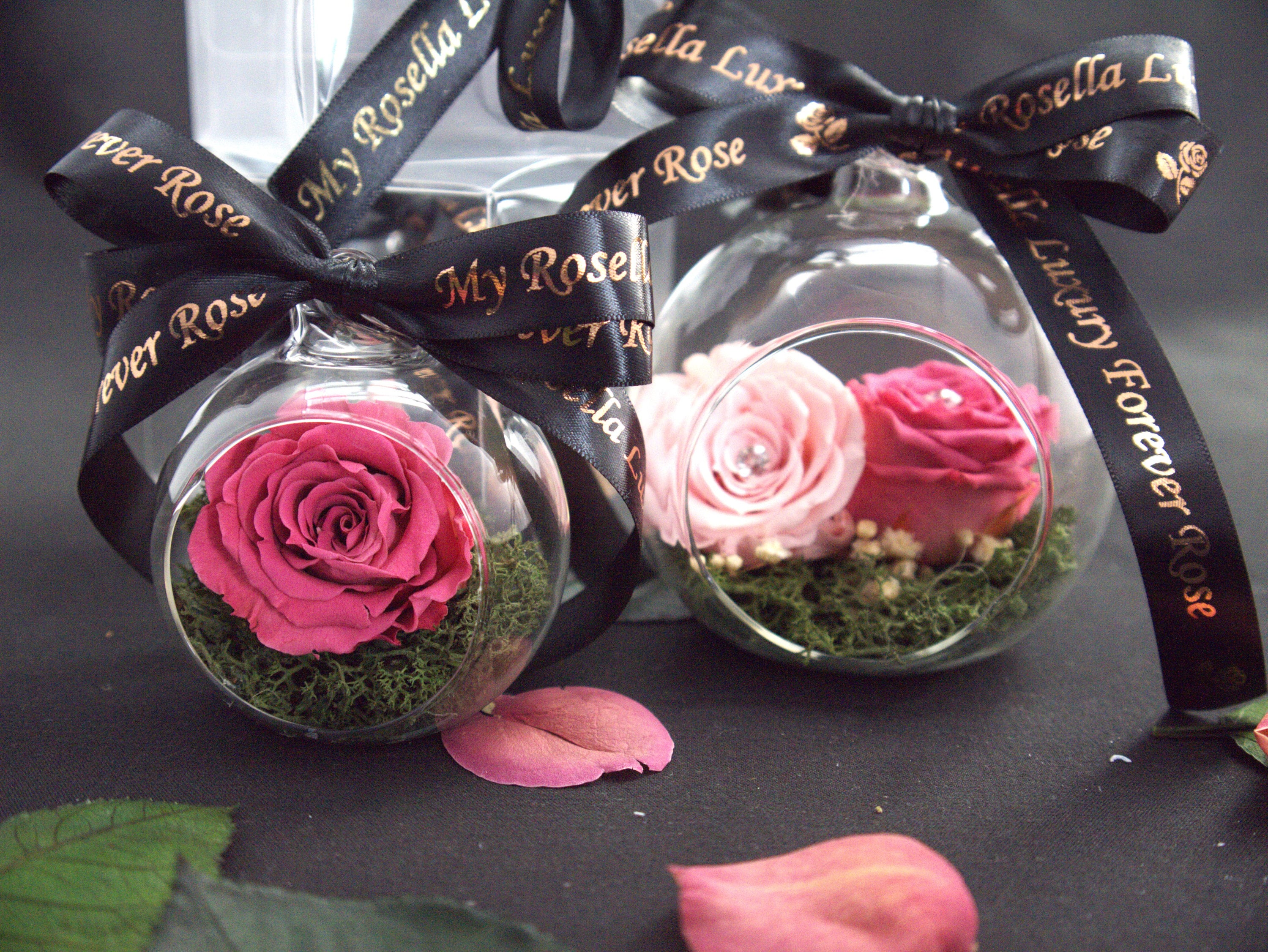 2 Real Eternal Rose in Glass Ball Perfect Valentines Gift, Anniversary ...