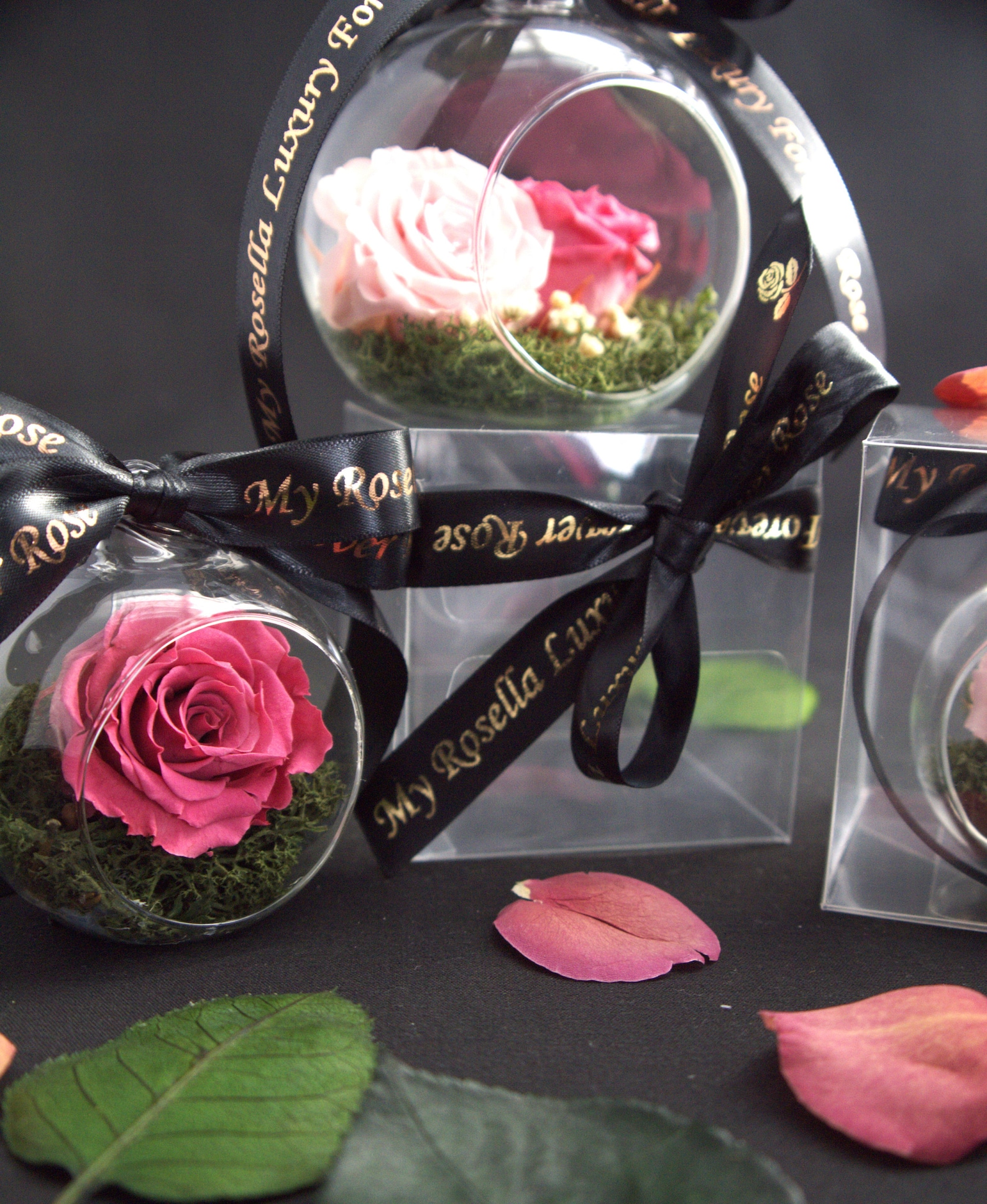 Real Single or Double Eternal Rose in Glass Ball Perfect Valentines ...