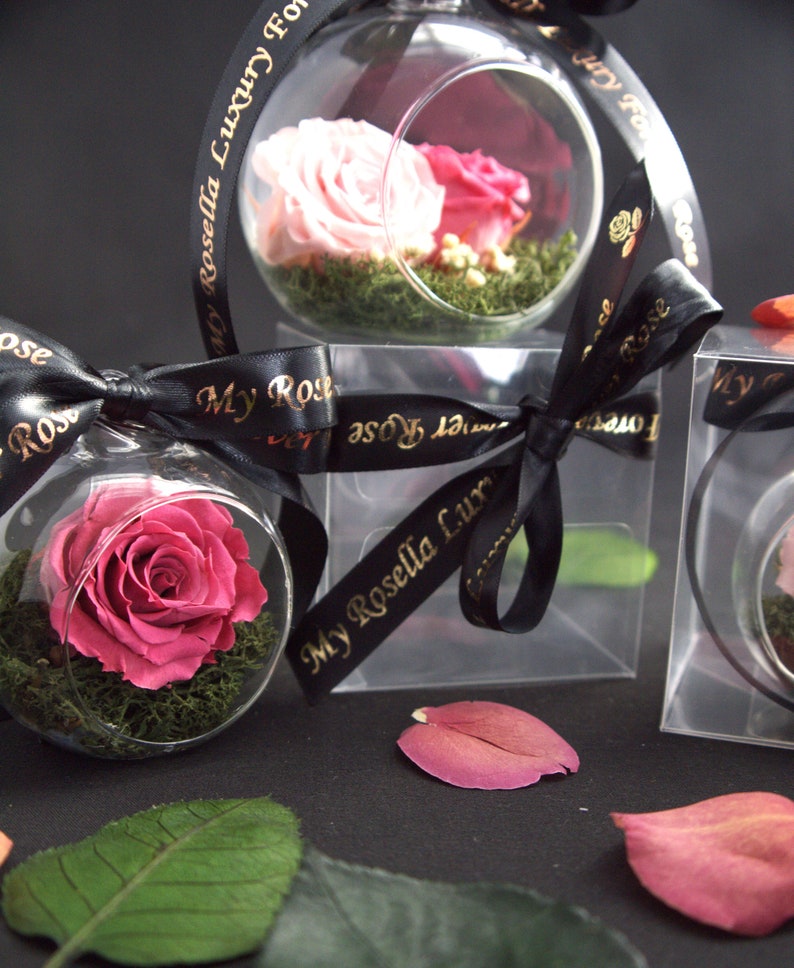 2 Real Eternal Rose in Glass Ball Perfect Valentines Gift, Anniversary ...