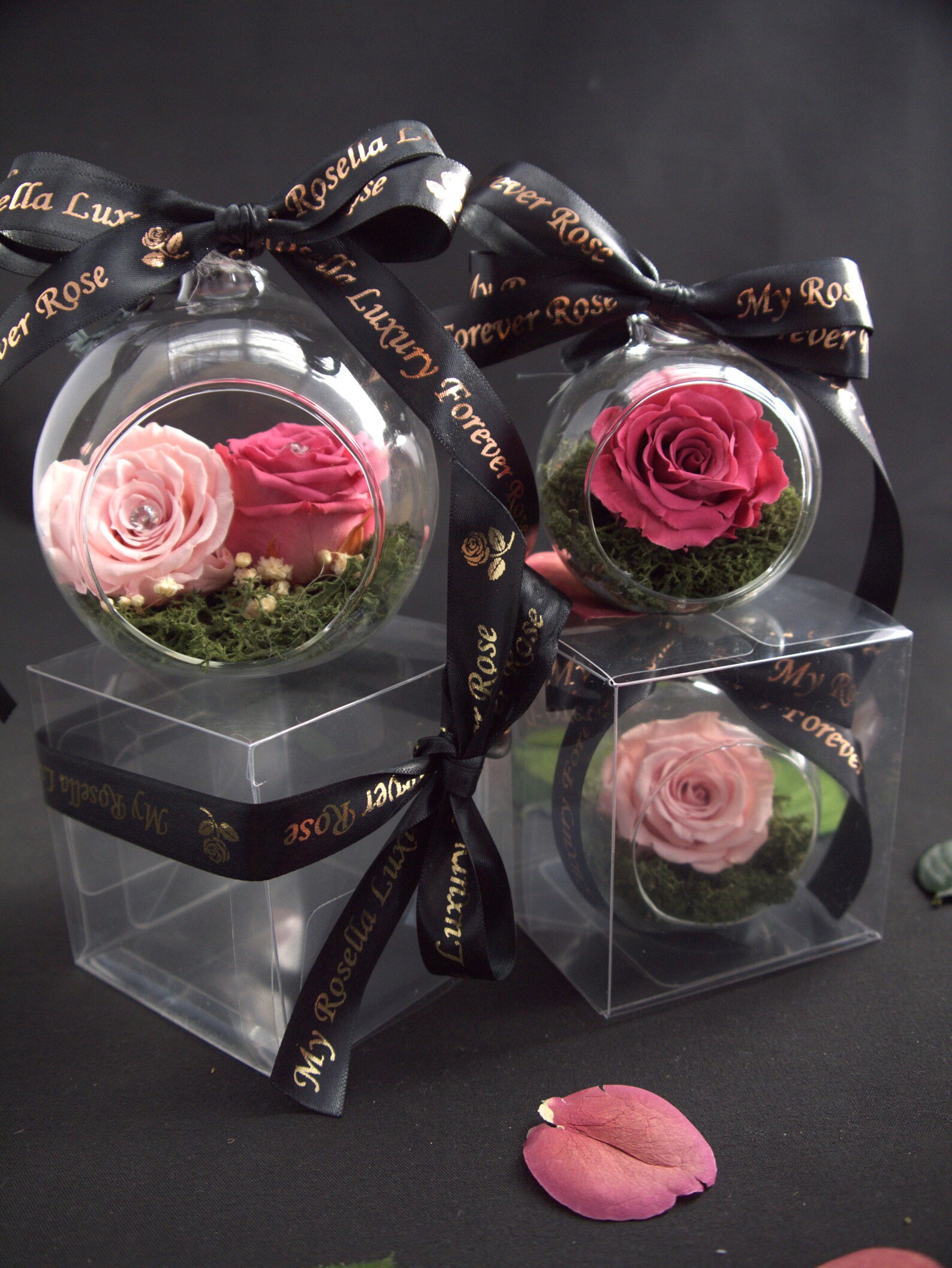 2 Real Eternal Rose in Glass Ball Perfect Valentines Gift, Anniversary ...