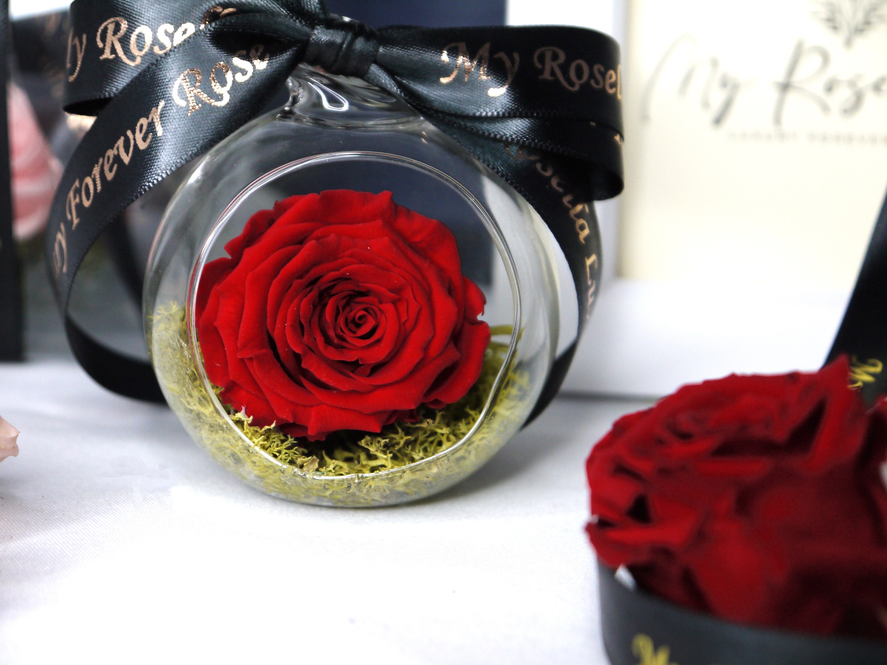 Rose Red Real Eternal Rose in Glass Ball Perfect Valentines Gift ...