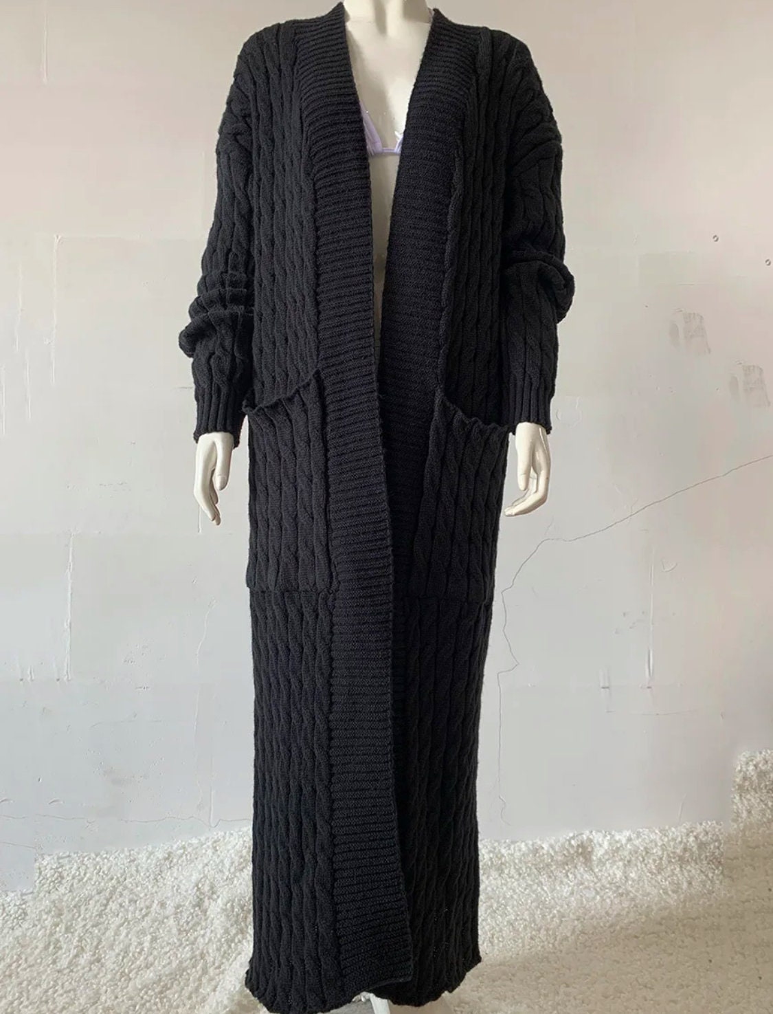 Long Knitted Street Wear Cardigan - Etsy