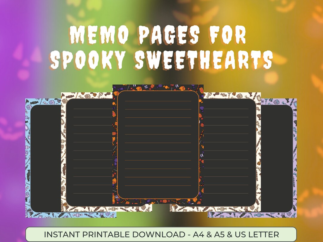 Candy Digital Note Templates, Printable Memo Templates, Halloween Note ...
