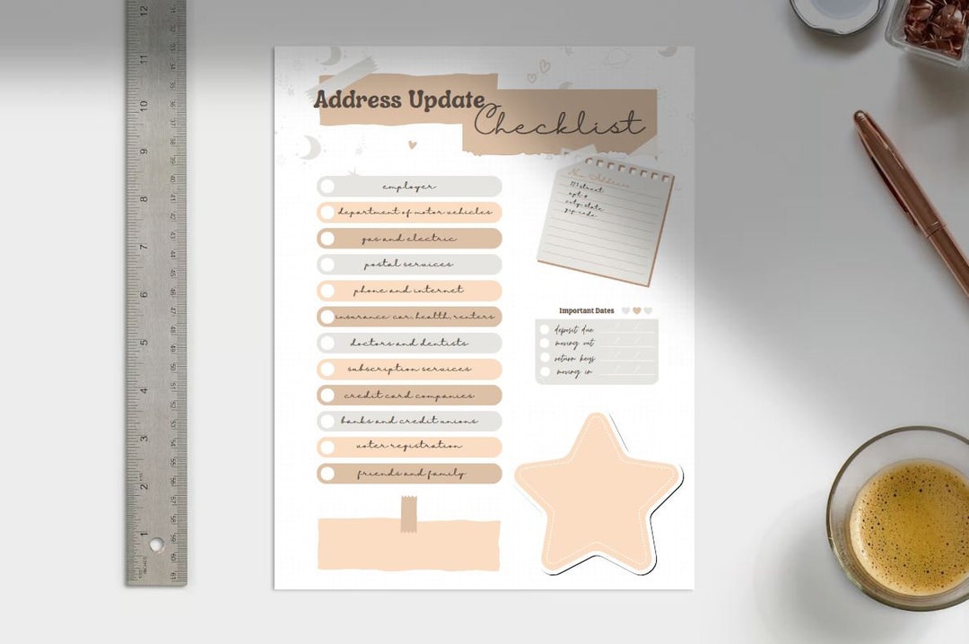 Minimalist Address Update Checklist Printable and Template, Instant ...