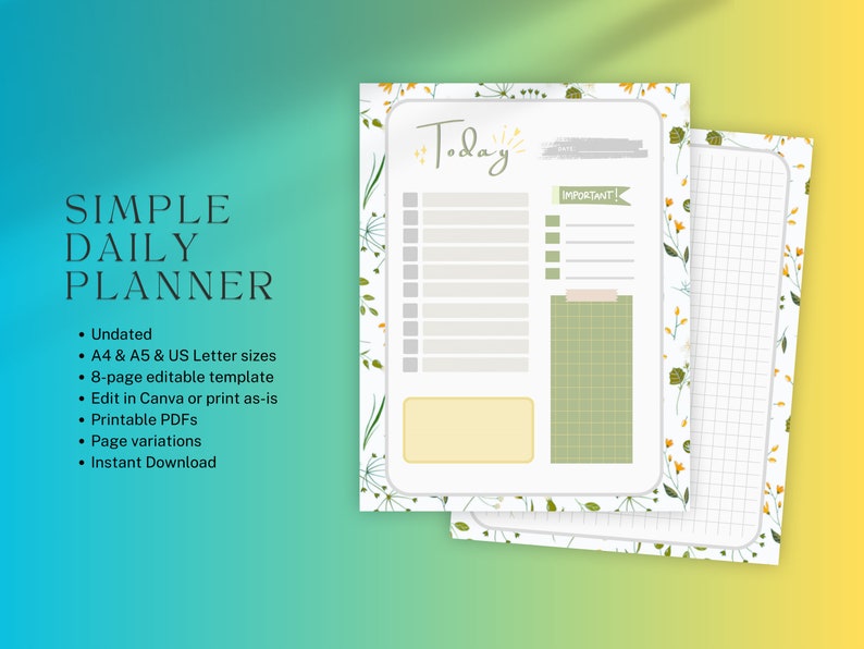 Simple Daily to Do List Goodnotes Template, Printable Planner, Undated ...