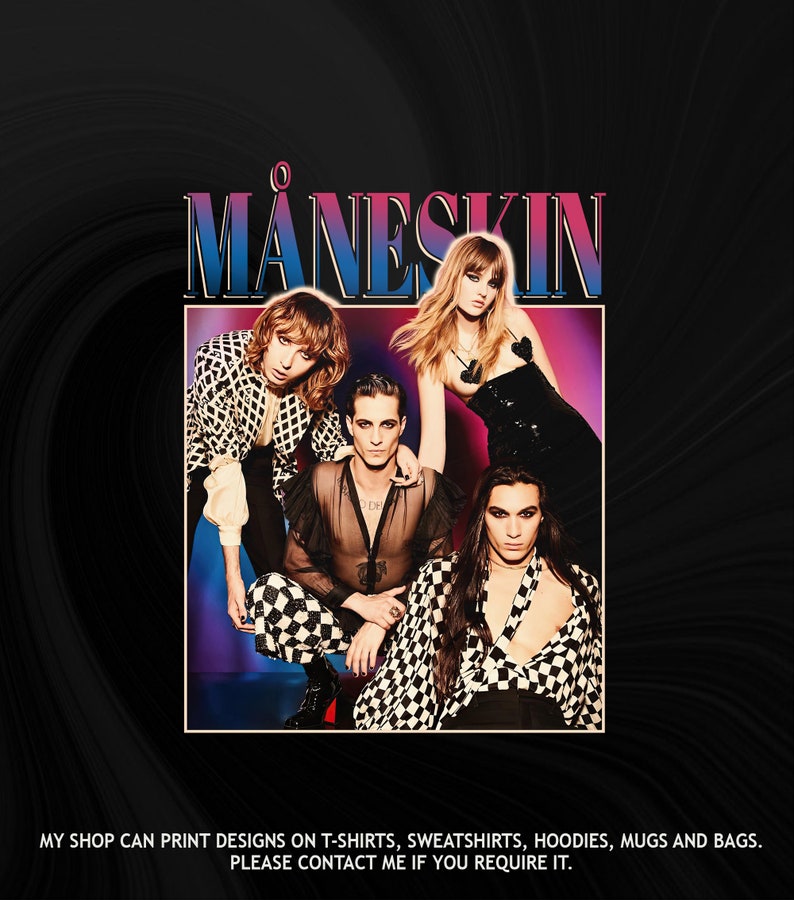 Maneskin PNG, Rock Band PNG, Vintage Maneskin Rush, Maneskin World Tour ...