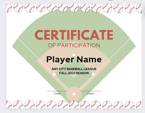 Editable Baseball Award Certificate - Etsy