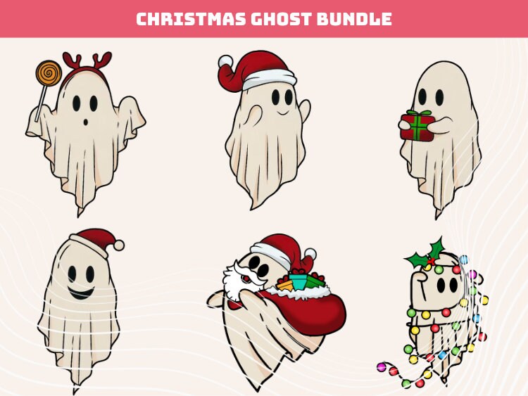 Cute Ghost Christmas Png Bundle Ghost Halloween Ghost - Etsy