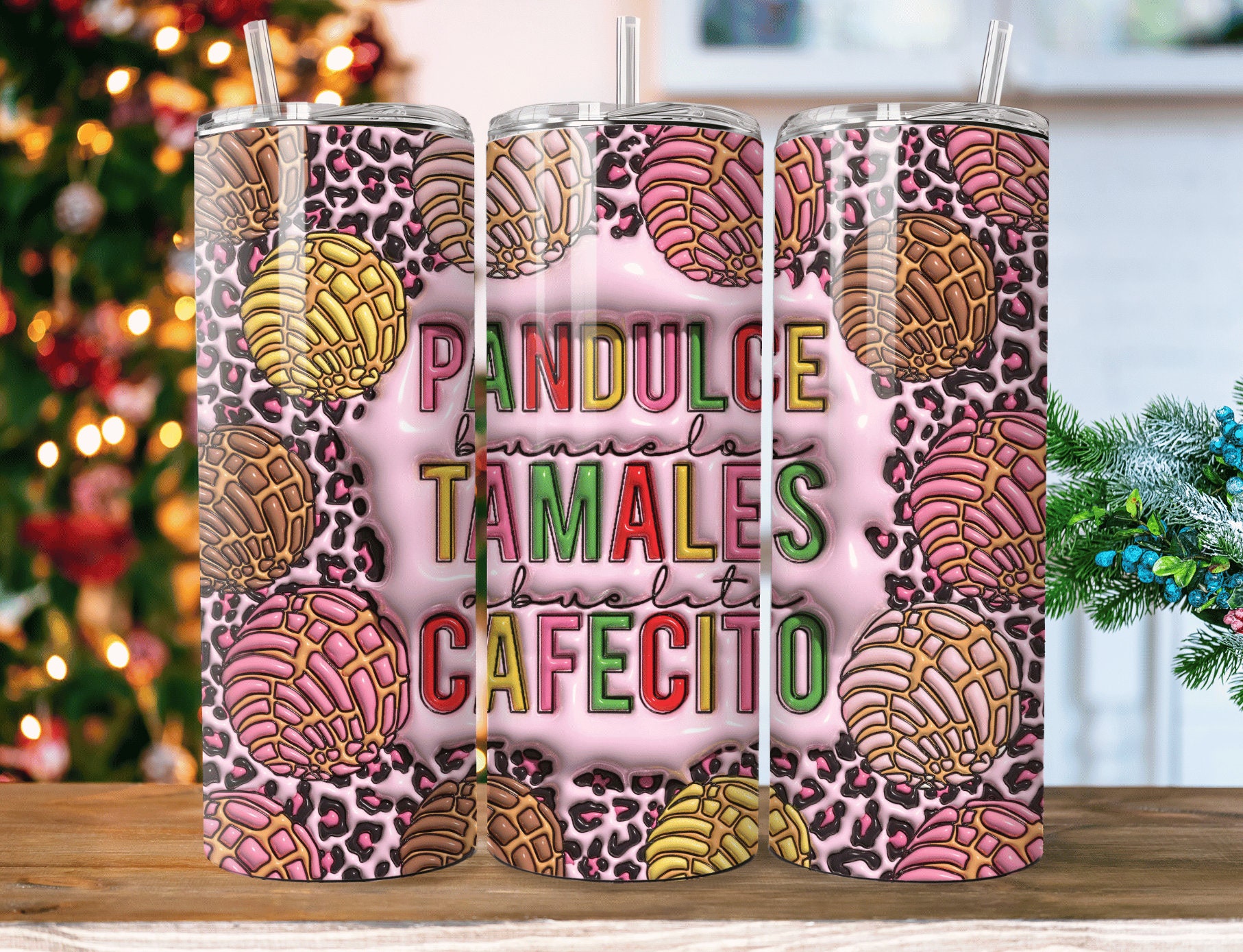 3D Inflated Tumbler Wrap Mexican Christmas Conchas 20oz Wrap - Etsy