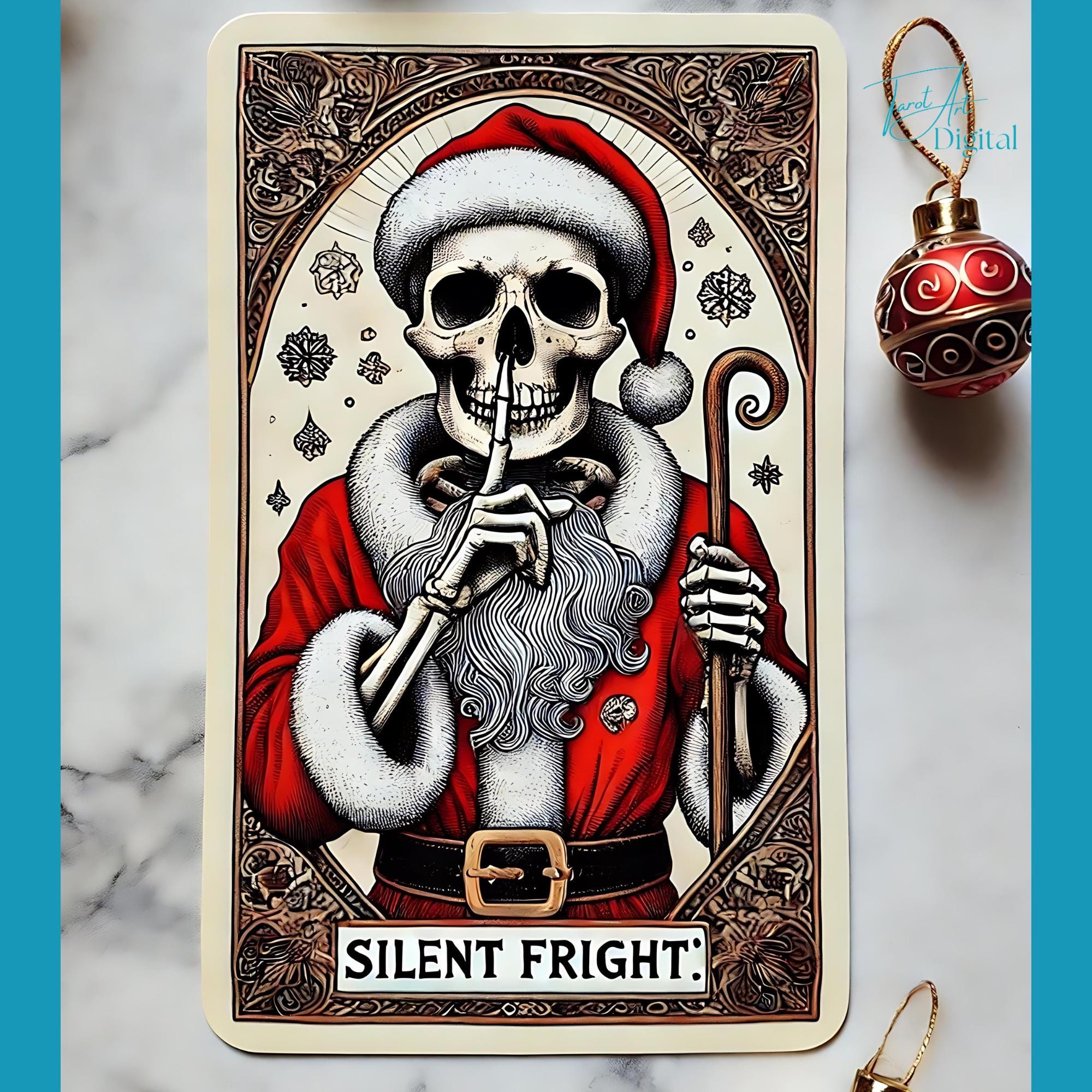 Silent Fright Skeleton Christmas Art | Funny Holiday PNG With Santa ...