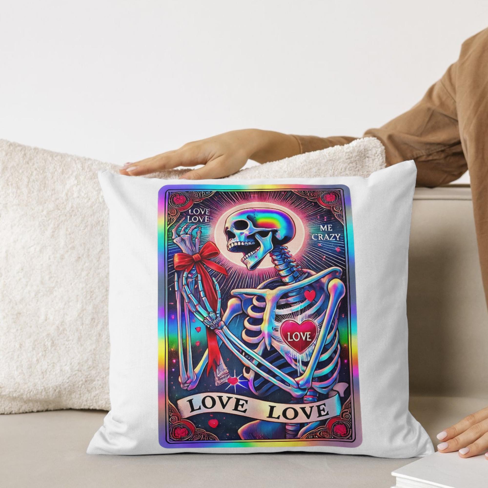 Holographic Skeleton Tarot Card Digital Art PNG, Love-themed Tarot ...