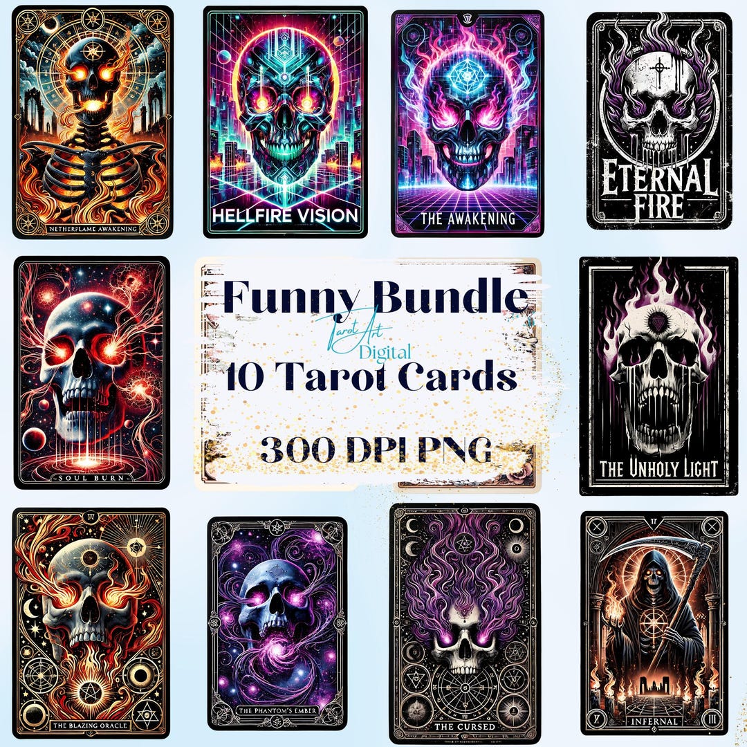 Dark Tarot Card Bundle PNG, 10 Gothic Occult Tarot Digital Art, Mystic ...