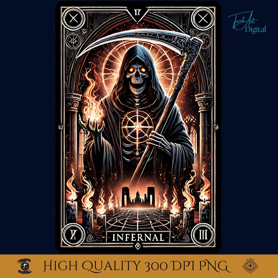 Dark Occult Tarot Card PNG, Grim Reaper Tarot Digital Art, Gothic Tarot ...