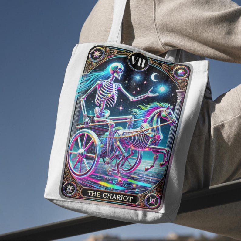 The Chariot Tarot Card PNG, Mystical Celestial Skeleton Art ...
