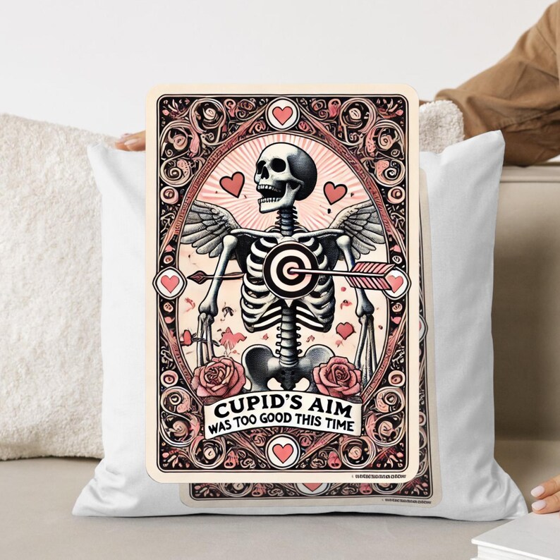 Valentine Skeleton Tarot Card - 'cupid's Aim Was Too Good' - PNG ...