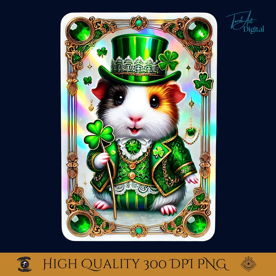 Leprechaun Guinea Pig Tarot Card PNG, St. Patrick's Day Digital Art ...