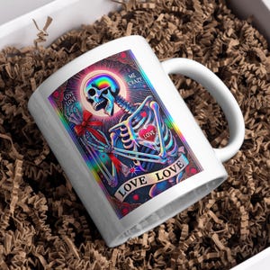 Holographic Skeleton Tarot Card Digital Art PNG, Love-themed Tarot ...