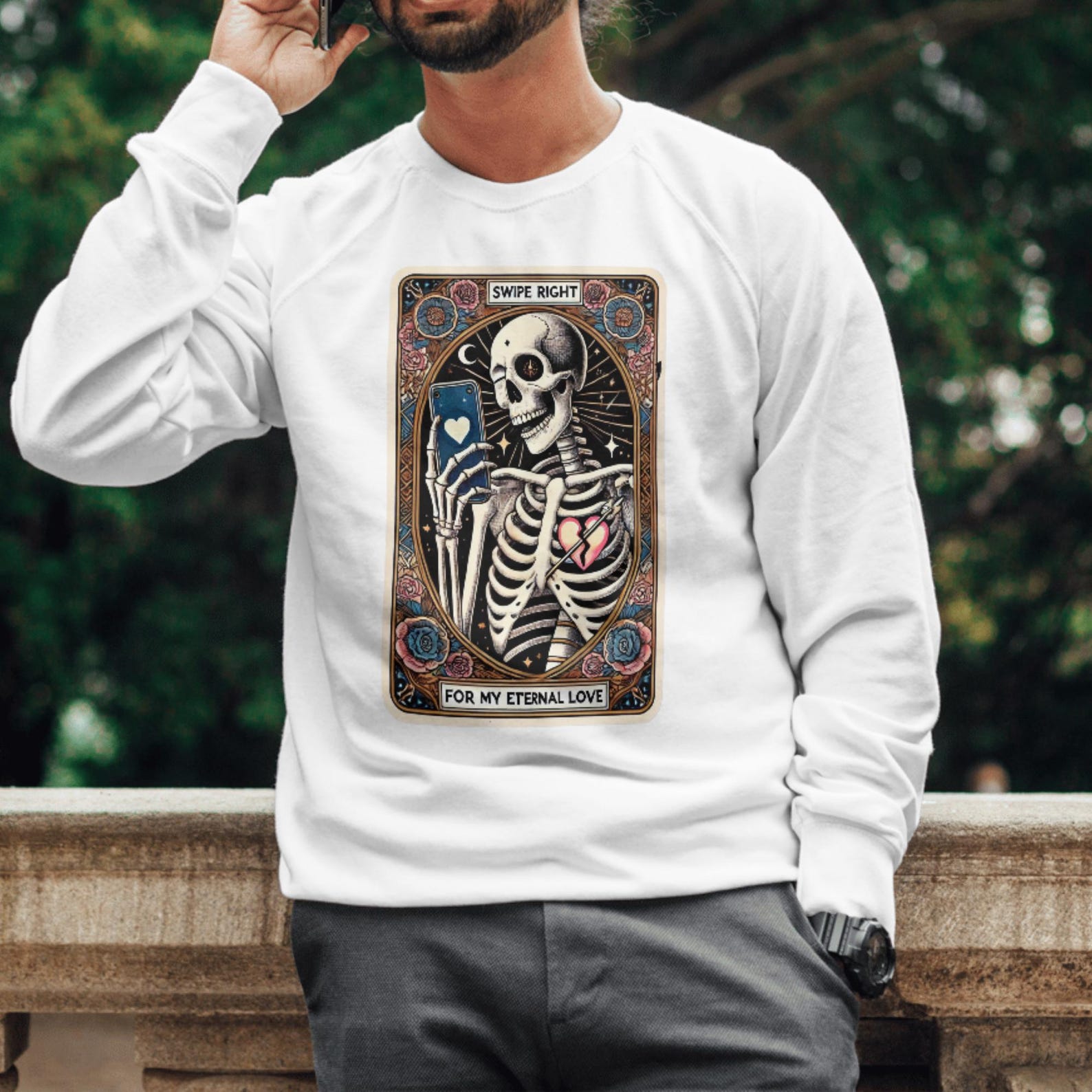 Gothic Tarot Card PNG, Swipe Right for My Eternal Love Skeleton Art ...