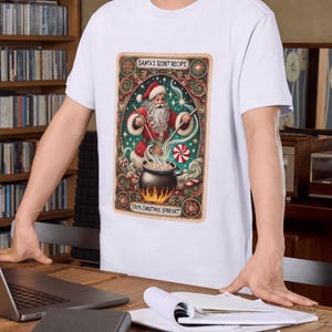 Santa's Secret Recipe Christmas Art, Vintage Santa Cooking Digital PNG ...