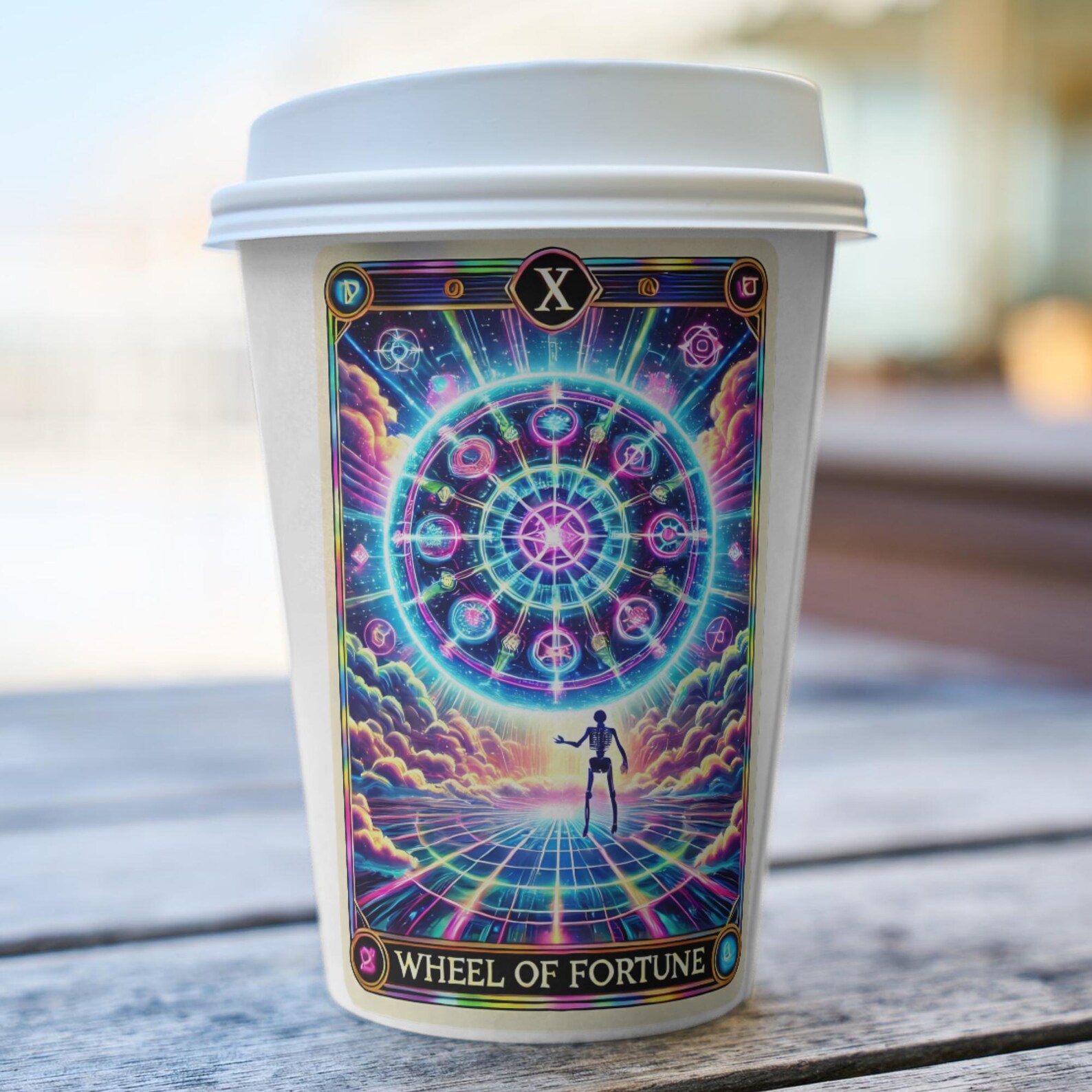 Wheel of Fortune Tarot Card PNG, Mystical Celestial Skeleton Art ...