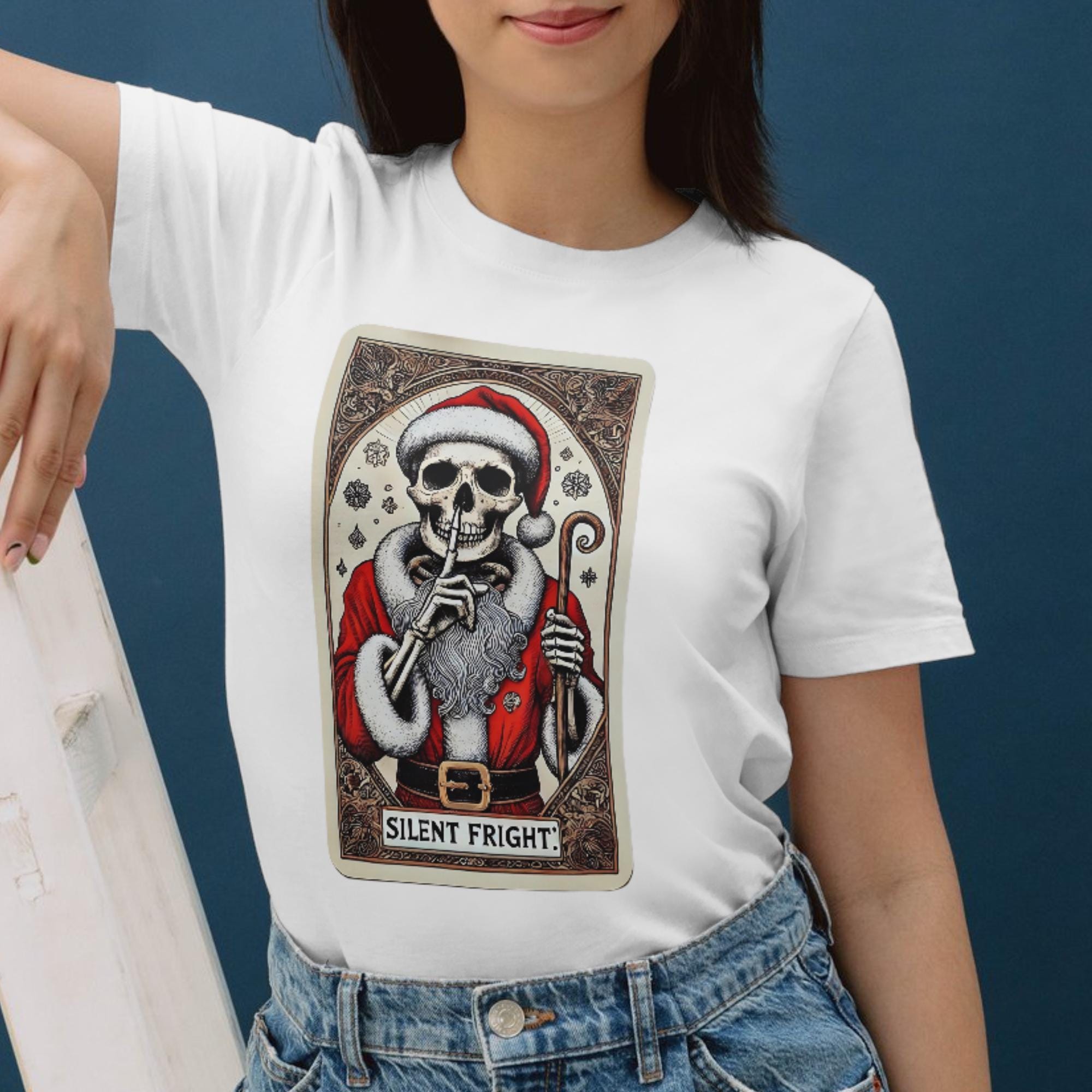 Silent Fright Skeleton Christmas Art | Funny Holiday PNG With Santa ...