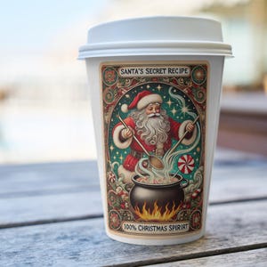 Santa's Secret Recipe Christmas Art, Vintage Santa Cooking Digital PNG ...