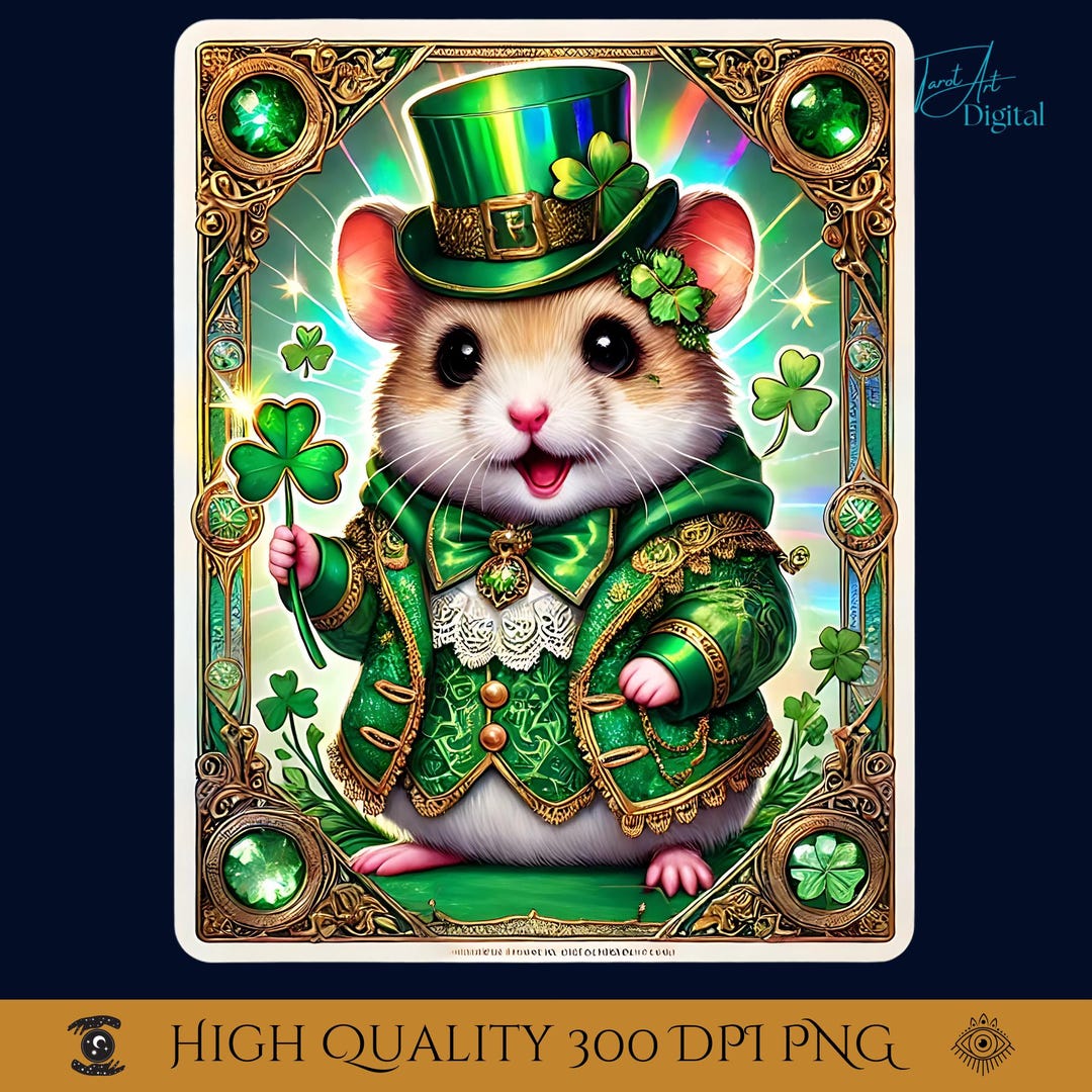 Leprechaun Hamster Tarot Card PNG, St. Patrick's Day Digital Art, Cute ...