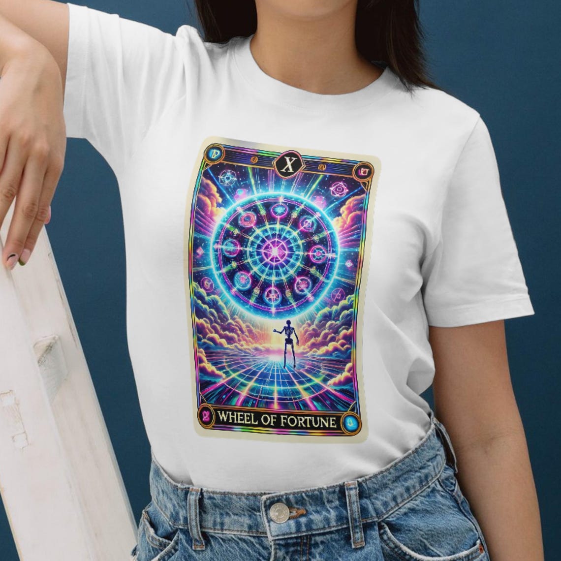 Wheel of Fortune Tarot Card PNG, Mystical Celestial Skeleton Art ...
