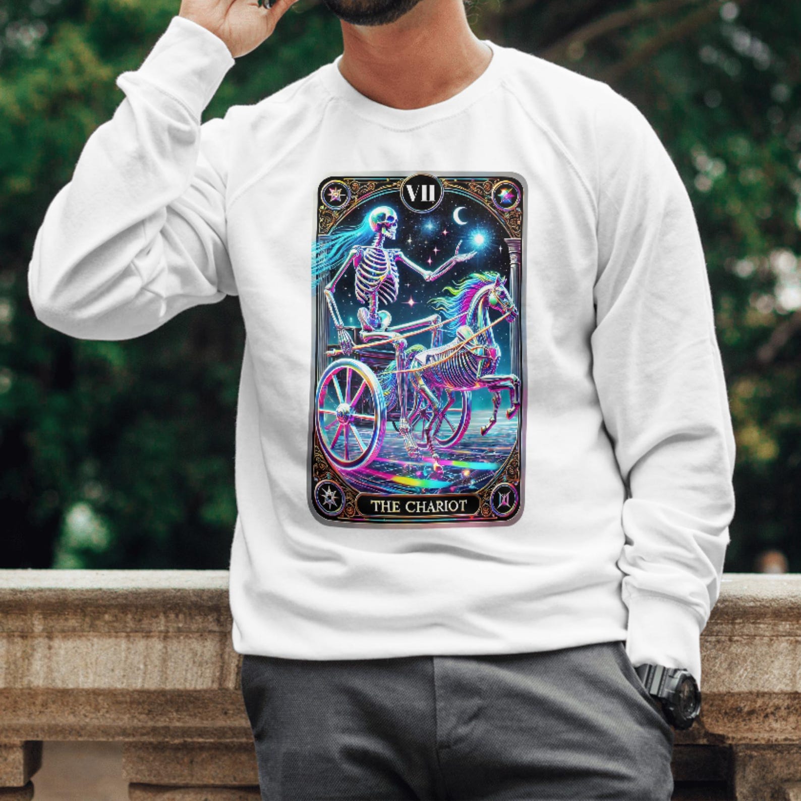 The Chariot Tarot Card PNG, Mystical Celestial Skeleton Art ...